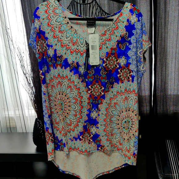 Coco Bianco | Tops | Nwt Coco Bianco Xl Blue With Pattern Tunic Top ...